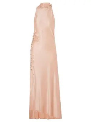 Rabanne Embellished Pleated Midi Dress - Peach