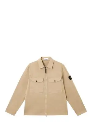 Stone Island Compass Patch Zipped Shirt Jacket - Biscuits