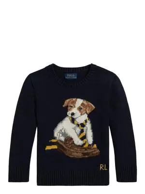 Polo Ralph Lauren Dog Motif Knit Sweater - Black