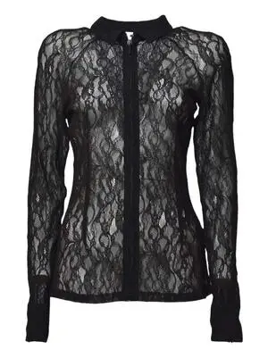 MSGM MSGM Floral Stretch Lace Zip-Up Shirt