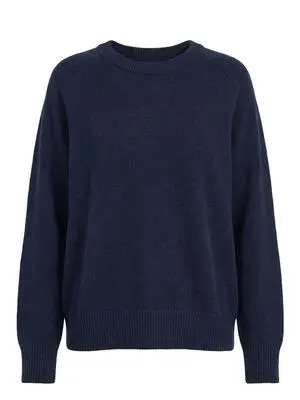 Soft Goat Round Neck Fine Knit Sweater - Black