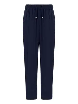 Herno Herno Lightweight Cropped Trousers With Drawstring Waist Blue