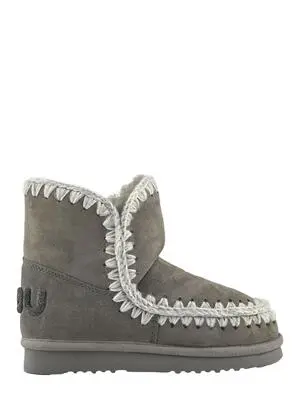 Mou Crochet-detail Sheepskin Boots - Gray