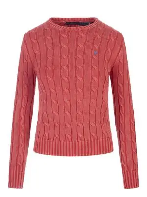 Polo Ralph Lauren Embroidered Cable-knit Jumper - Red