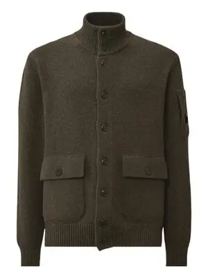 C.P. COMPANY Lens Detailed Turtleneck Cardigan - Shadow-gray