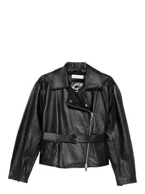 PATRIZIA PEPE Patrizia Pepe Belted Zip-Up Biker Jacket