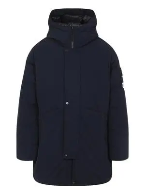 Stone Island Logo Patch Hooded Jacket - Blue