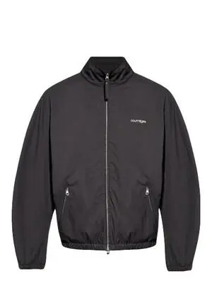COURREGES Embroidered Logo Zip-up Jacket - Black