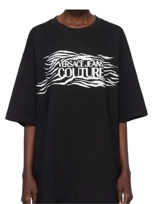 Versace Cotton T-shirt With Crystal Detailing - Black