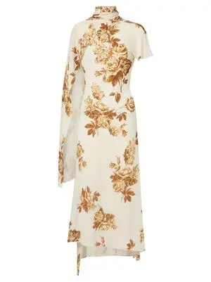 Magda Butrym Magda Butrym Floral Scarf Detail Midi Dress Nude