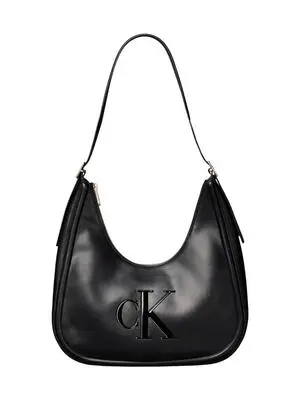 Calvin Klein Soft Touch Crescent Logo Hobo Bag - Black