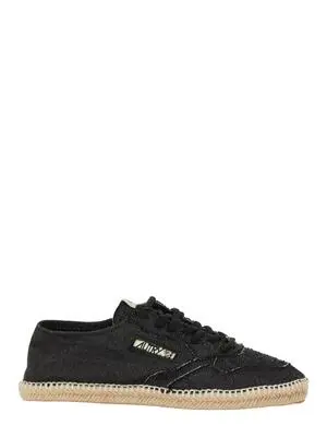 AUTRY Denim Lace-up Sneakers With Jute Midsole - Black