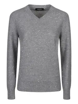Fabiana Filippi Sequin-embellished V-neck Jumper - Grey
