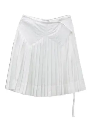 LOW CLASSIC Pleated Midi Skirt With Embroidered Hem - White