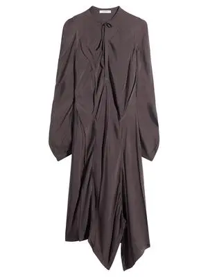 LEMAIRE Pleated Mandarin Collar Dress - Black