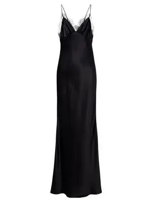 NILI LOTAN Sylas Spaghetti Strap Lace Trim Maxi Dress - Black
