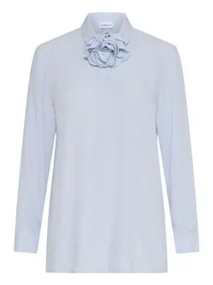 Marella Long Sleeve Shirt With Floral Embellishment - Light Blue