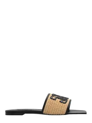 Casadei Portofino Square-toe Raffia Slides - Multicolor