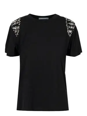 Alberta Ferretti Embellished Shoulder T-shirt - Black