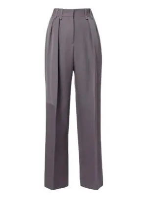 JIL SANDER Pleated Wool Wide-leg Pants - Black