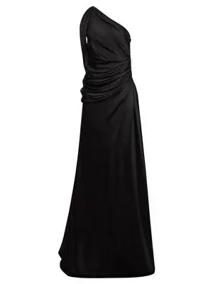 Nina Ricci Long Asymmetric Satin Gown - Black