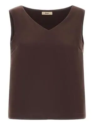 Herno V-neck Sleeveless Vest With Metal Logo Detail - Black