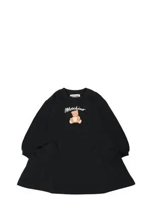 Moschino Teddy Bear" Graphic Long Sleeve Dress - Black