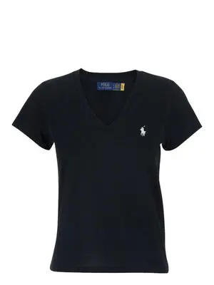 Polo Ralph Lauren Embroidered V-neck T-shirt - Black