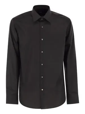 Hugo Boss Long-sleeved Curved Hem Shirt - Black