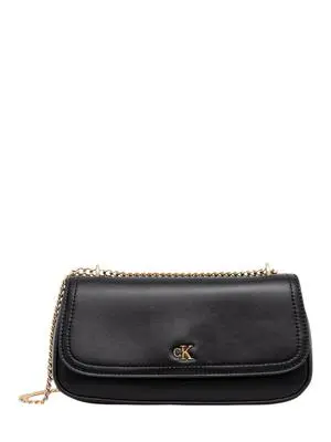 Calvin Klein Small Logo-plaque Chain-strap Shoulder Bag - Black
