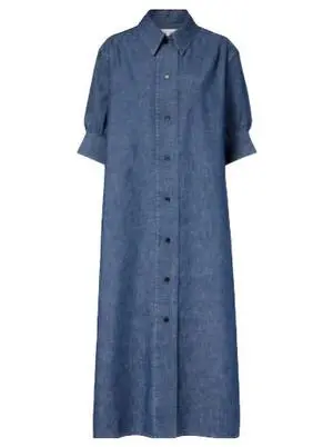 JIL SANDER Cotton Chambray Shirt Dress - Blue