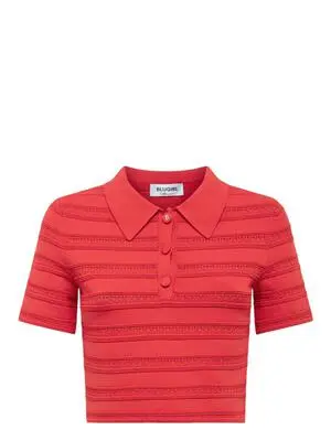 BLUGIRL Crochet-detail Polo Top - Red