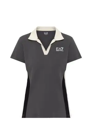 EA7 Contrast Trim Polo Top - Black