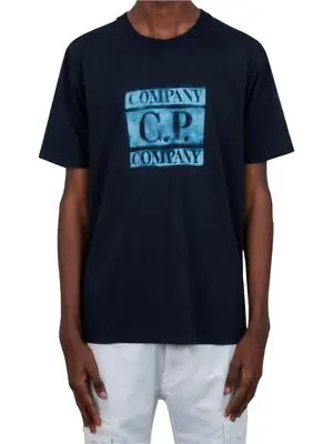 C.P. COMPANY T-shirt Logo Central À Manches Courtes - Black