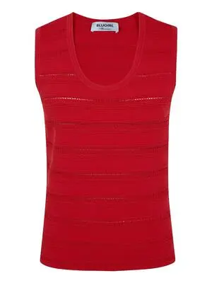 BLUGIRL Pointelle-knit Sleeveless Top - Red