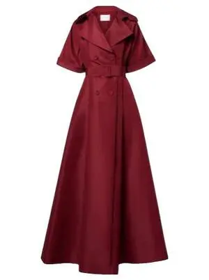 Carolina Herrera Belted Silk Gown - Red