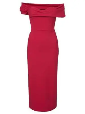 Carolina Herrera Off-shoulder Wool-blend Cocktail Dress - Red