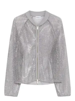 Marella Rhinestone Mesh Blouson Jacket - Grey