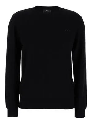 A.p.c. Logo Embroidered Knit Jumper - Black