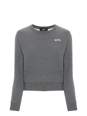A.p.c. Flocked-logo Cotton Sweatshirt - Gray