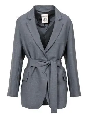 SEMICOUTURE Long-sleeve Belted Blazer - Gray