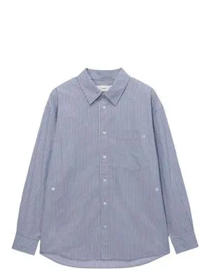 DUNST Striped Button-up Shirt - Blue