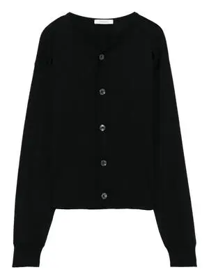 LEMAIRE Fine-knit Cardigan With Front Button Fastening - Black