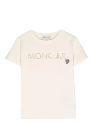 Moncler Embroidered Logo Crewneck T-shirt - Beige