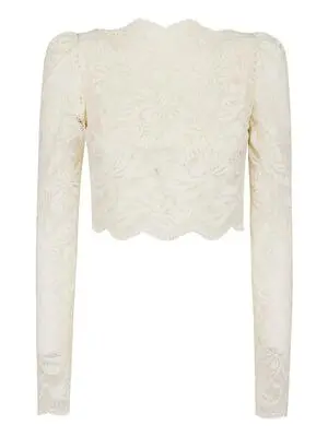 Rabanne Long-sleeve Cropped Lace Top - Ivory