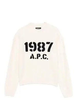 A.p.c. Long-sleeved Sweater With Text Detail - Ecru