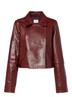 DOROTHEE SCHUMACHER Dorothee Schumacher Broken Shine Cropped Leather Jacket