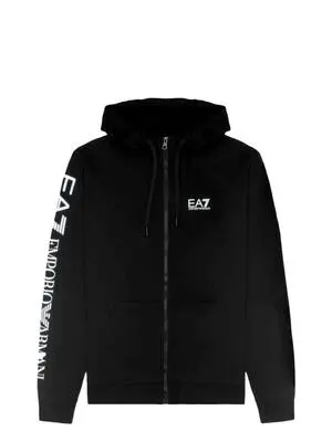 EA7 Logo-print Zip-up Hoodie - Black