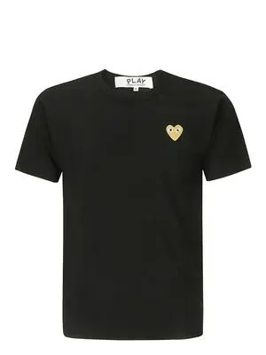 Play Comme Des Garcon Comme Des Garçons Play Golden Heart Patch Crewneck T-shirt - Black