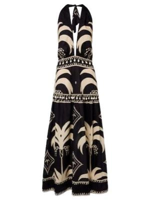 Johanna Ortiz Printed Halterneck Maxi Dress - Black